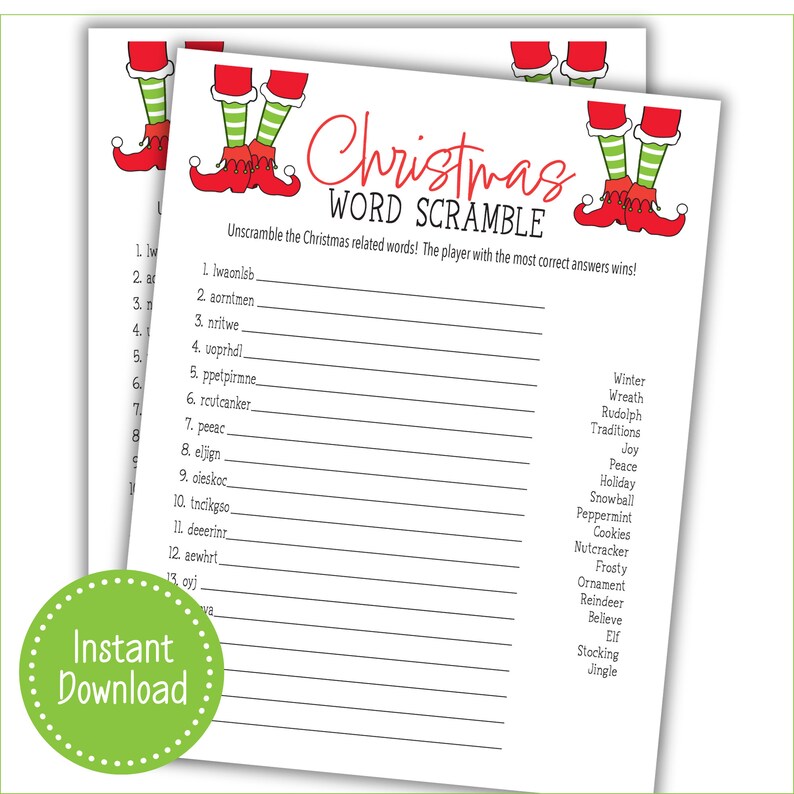 Christmas Word Scramble Game | Holiday Office Party Game | Christmas ...