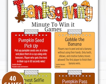Printable Fall Thanksgiving Minute to Win It Games | Printable 60 ...