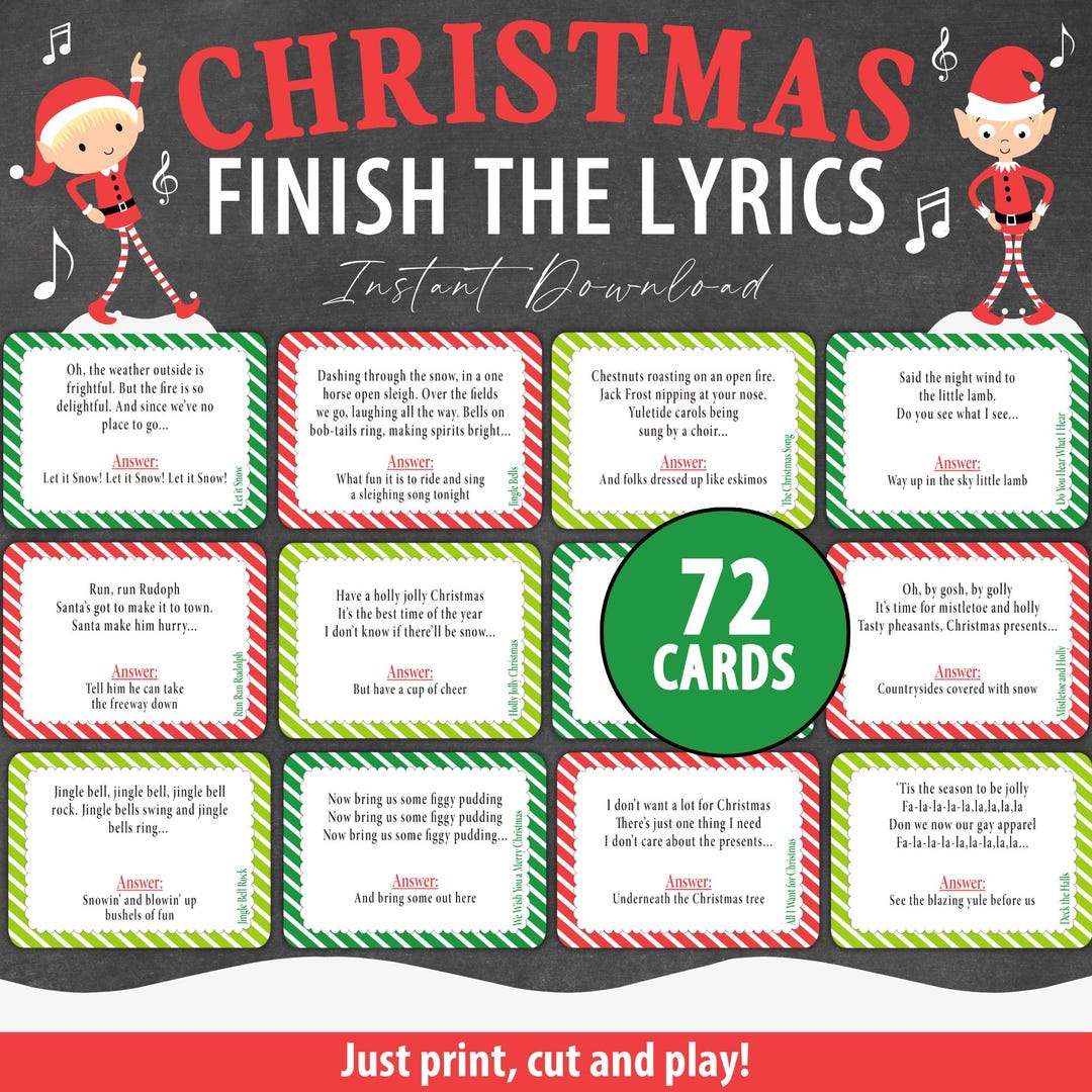 Finish the Lyrics Christmas Game | Finish the Lyrics Printable Download ...
