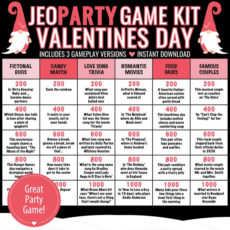 Valentines Jeopardy Game | Galentines Day Game | Valentines Game Night ...