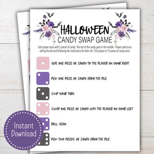 Spooky Halloween Candy Swap Dice Game | Printable Halloween Game ...