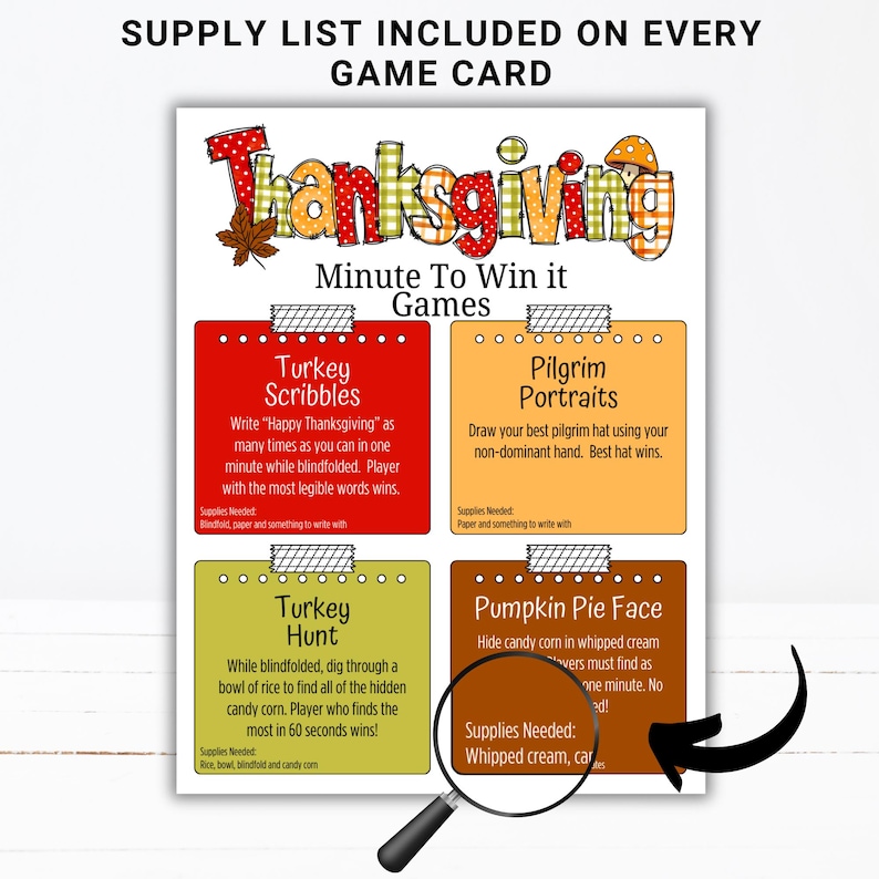 Printable Fall Thanksgiving Minute to Win It Games | Printable 60 ...