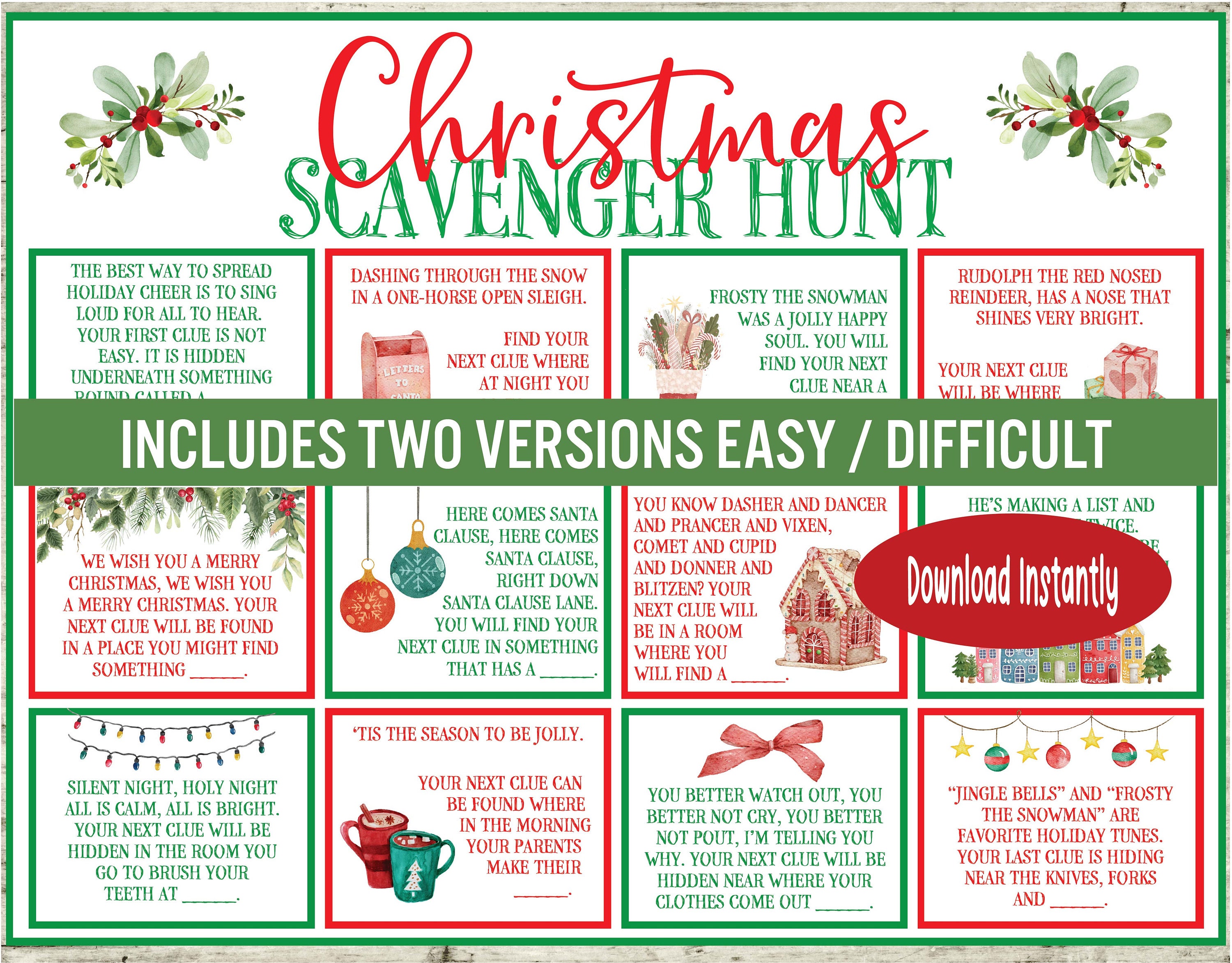Christmas Scavenger Hunt Christmas Printable Games - Etsy