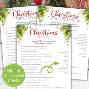 Christmas Printable Games, Christmas Trivia Game, Christmas Song Trivia ...