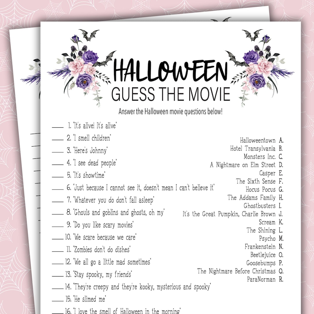 Spooky Halloween Guess the Movie Game | Printable Halloween Game ...