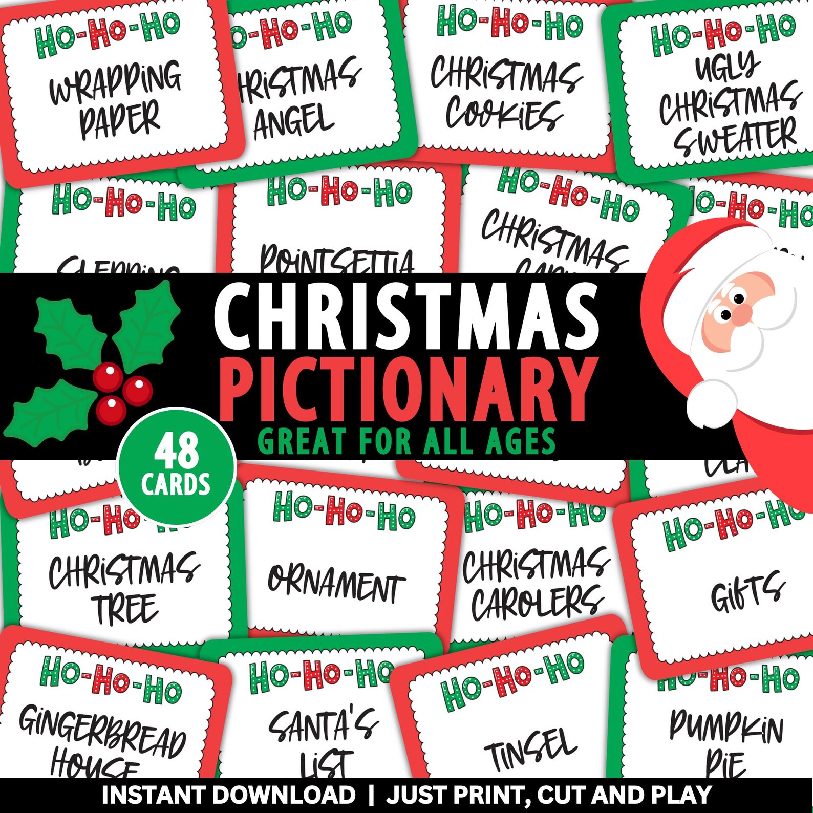 Christmas Printable Pictionary Game | Holiday Pictionary | Classroom ...