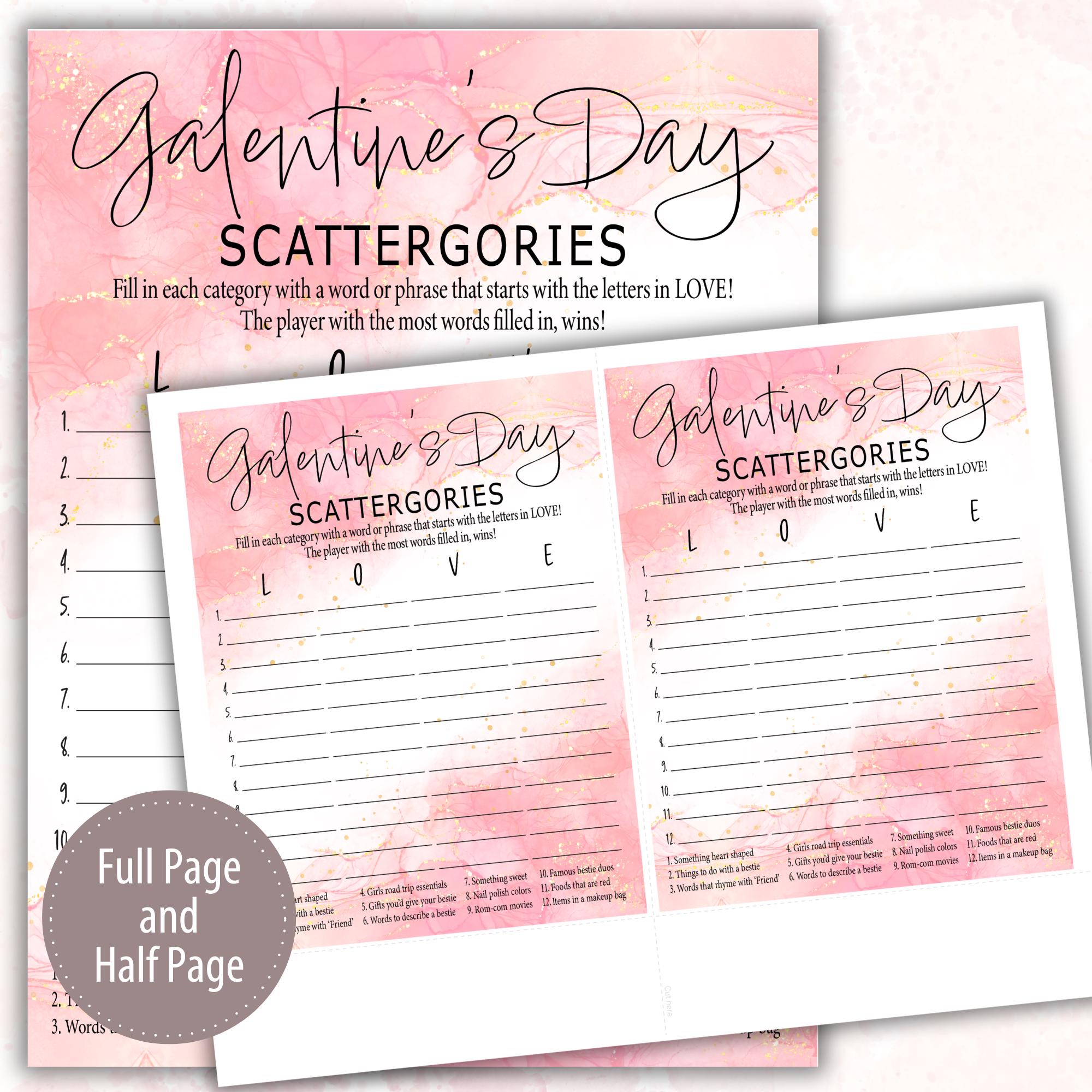 Galentines Scattergories Game | Printable Galentines Party Game ...