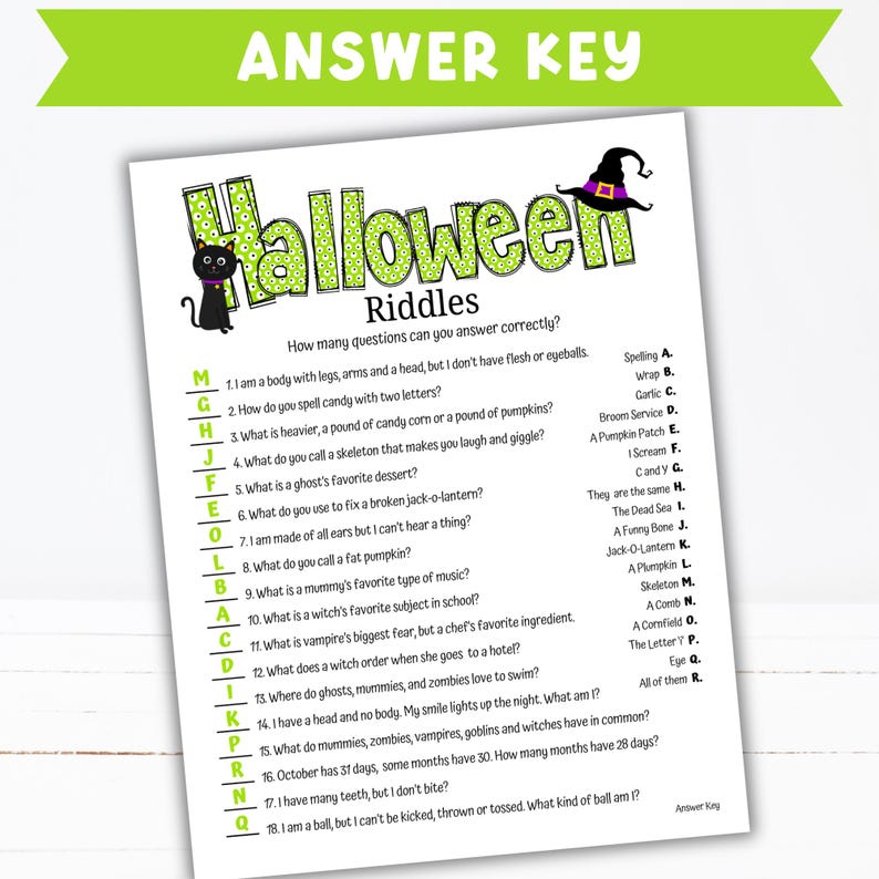 Printable and Editable Halloween Riddles Game | Halloween Office Party ...
