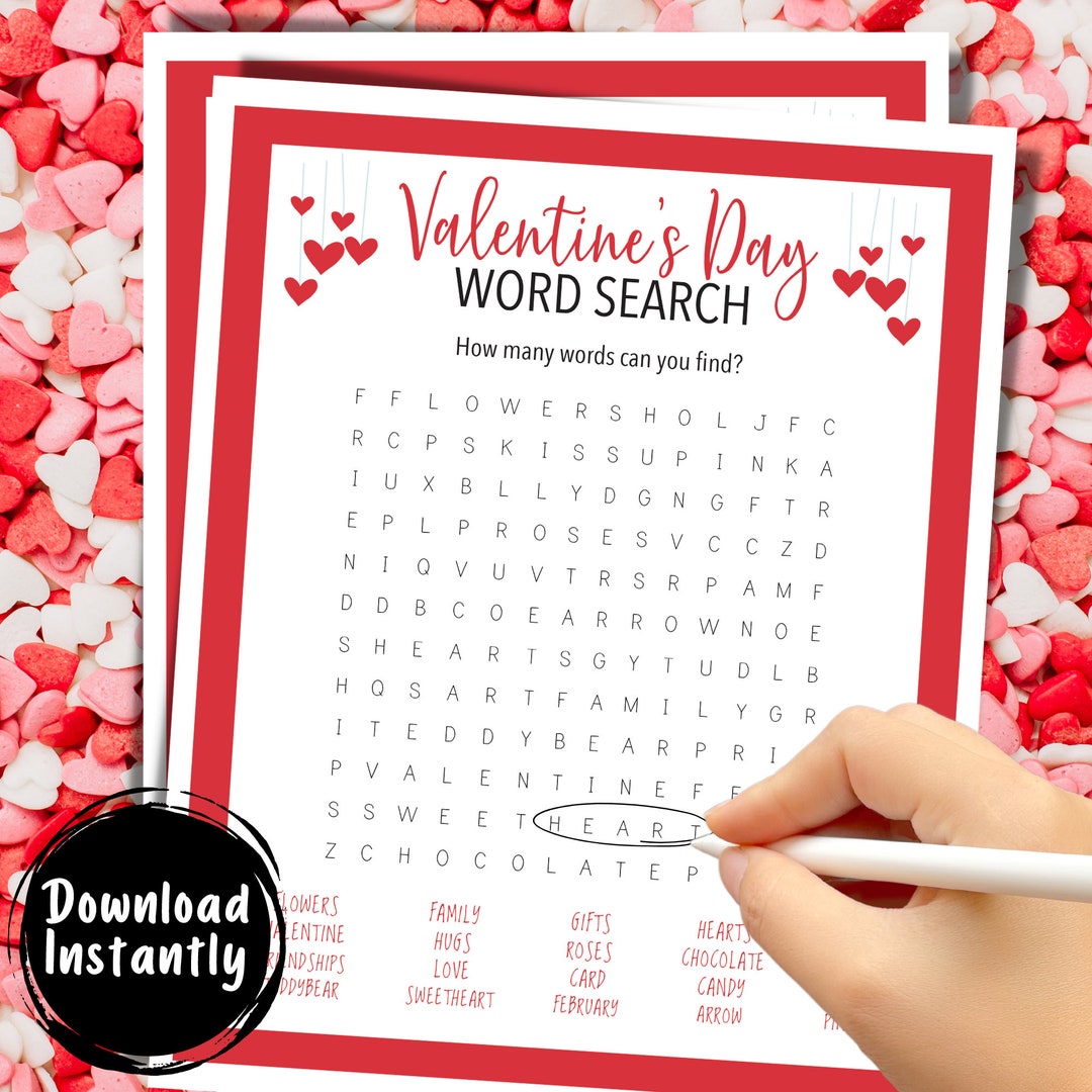 Valentines Word Search Game | Valentines Day Games | Valentines ...