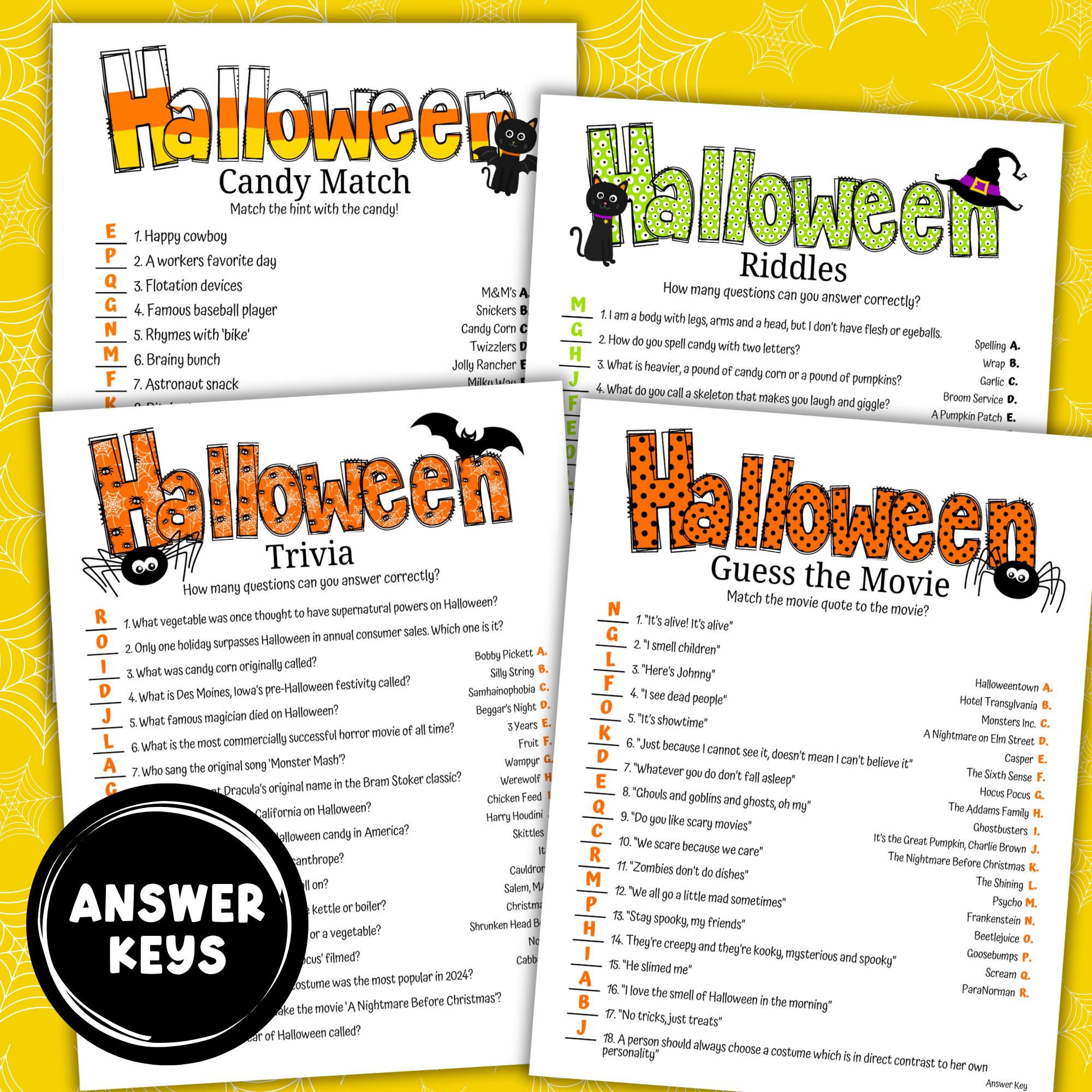 Printable Editable Halloween Game Bundle | Halloween Riddles | Guess ...