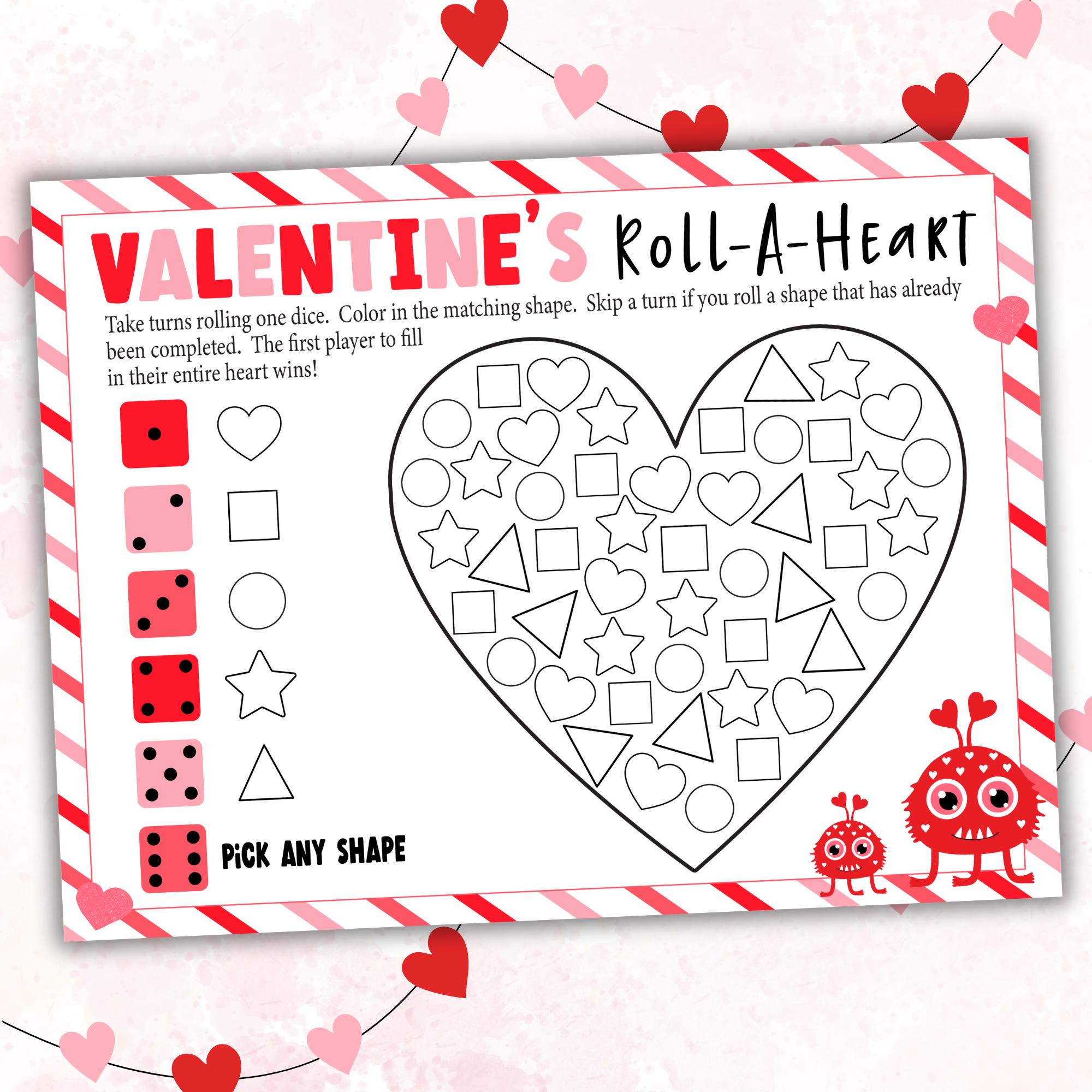 Fun Printable Valentine Roll a Dice Game for All Ages | Valentine ...