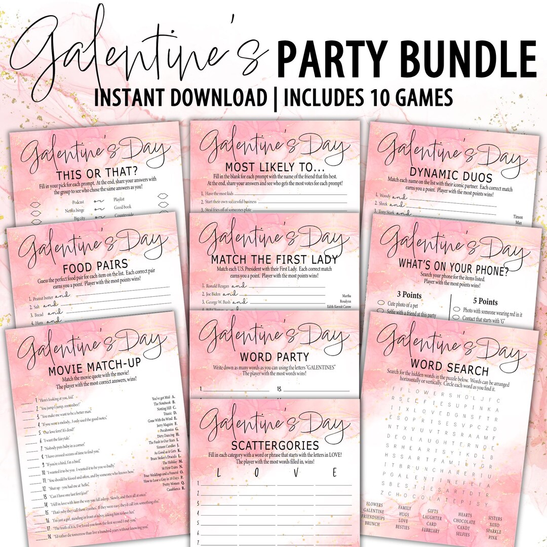 Galentines Day Party Games | Girls Night Printable Games | Ladies Night ...