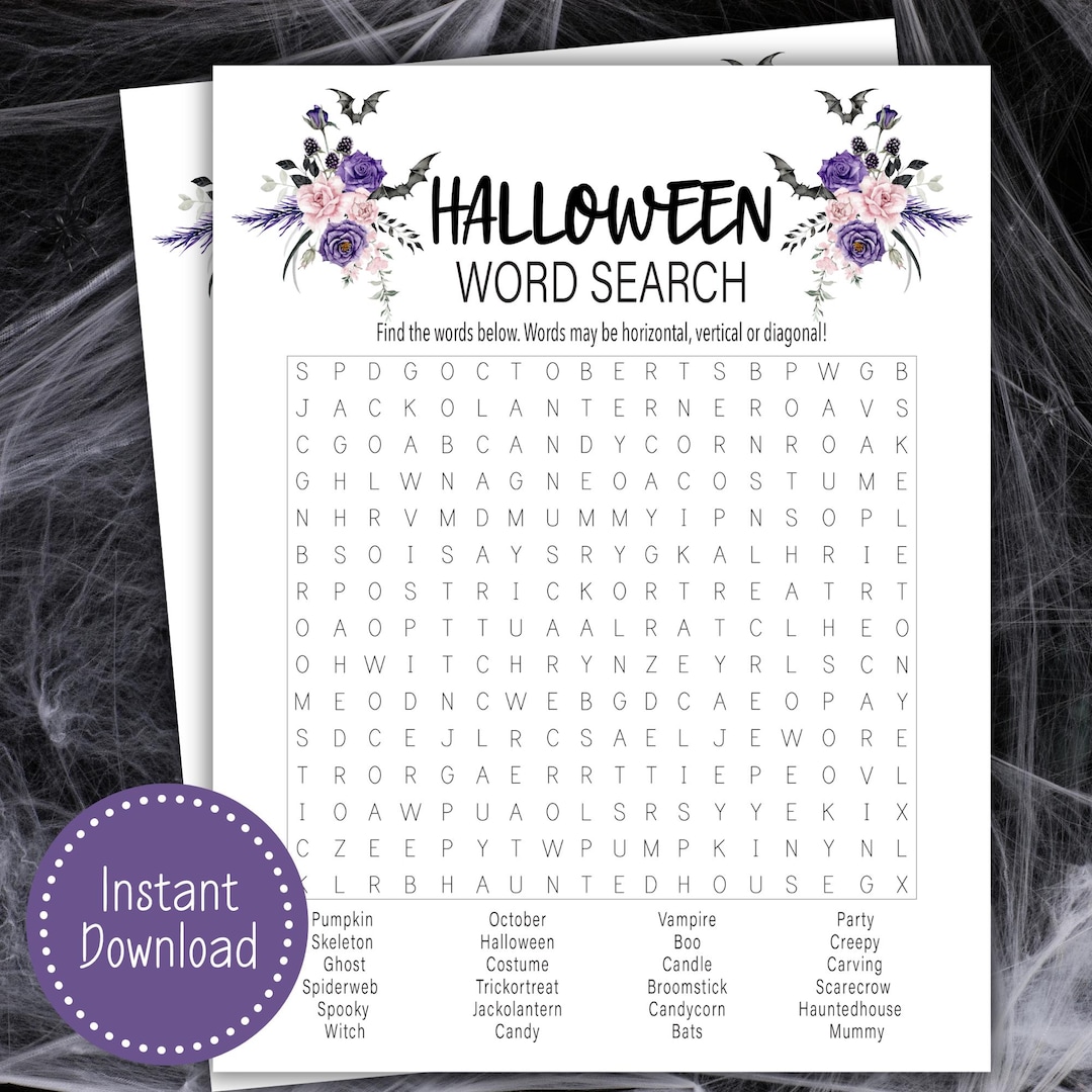 Spooky Halloween Printable Word Search Printable Halloween Party Games ...