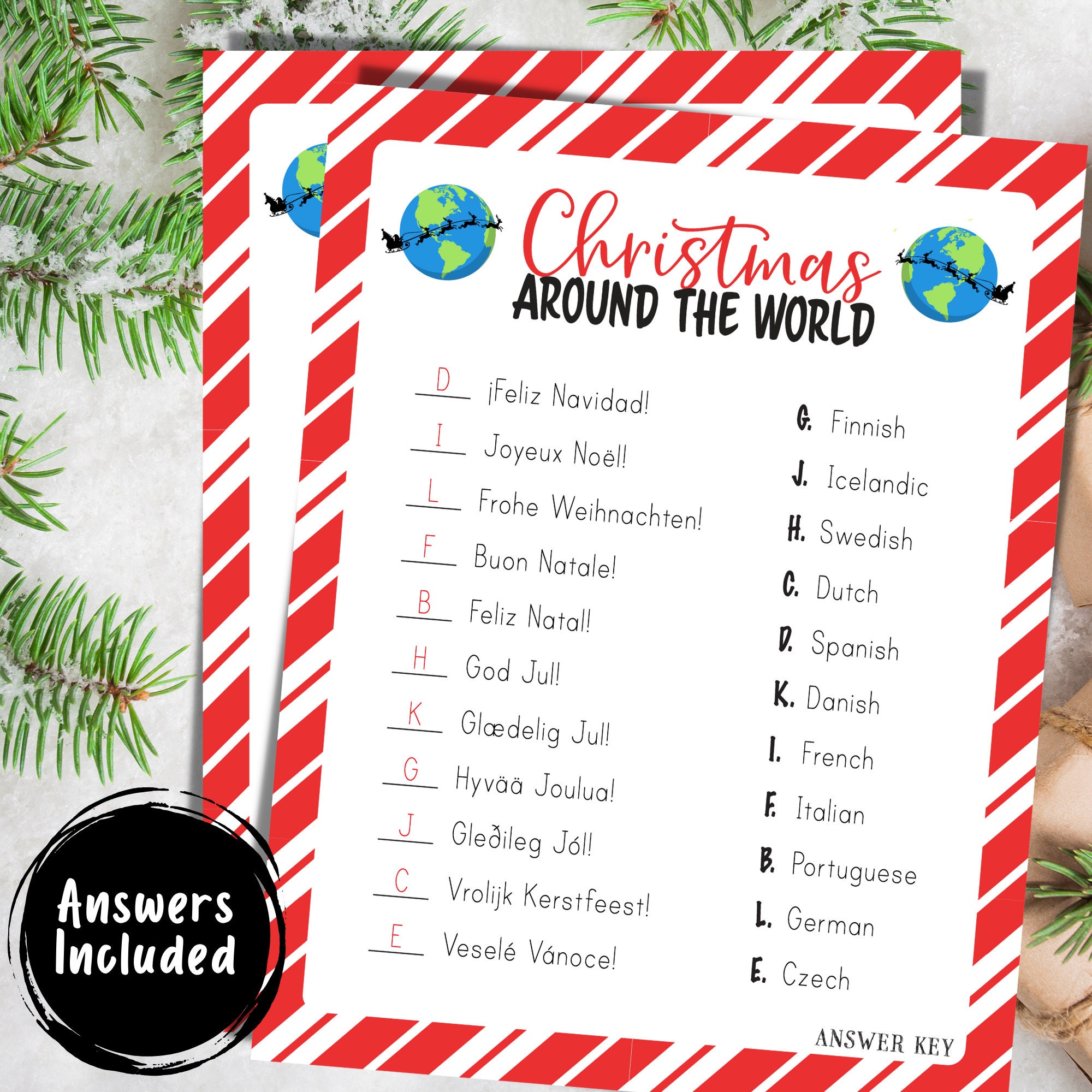 Christmas Around the World Game for Office Party Family Christmas ...