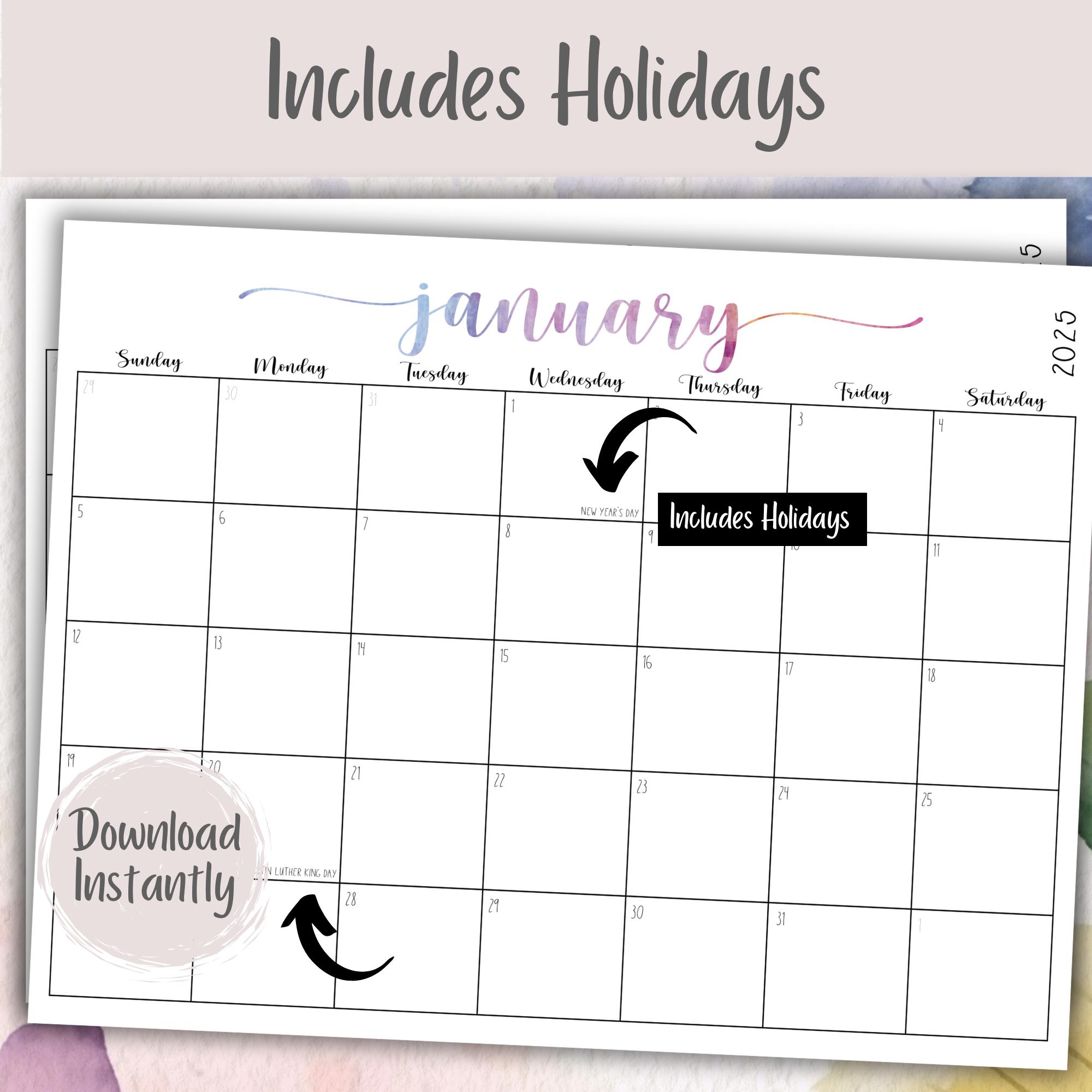2025 and 2026 Printable Calendar | Two Year Calendar PDF | 2 Year ...