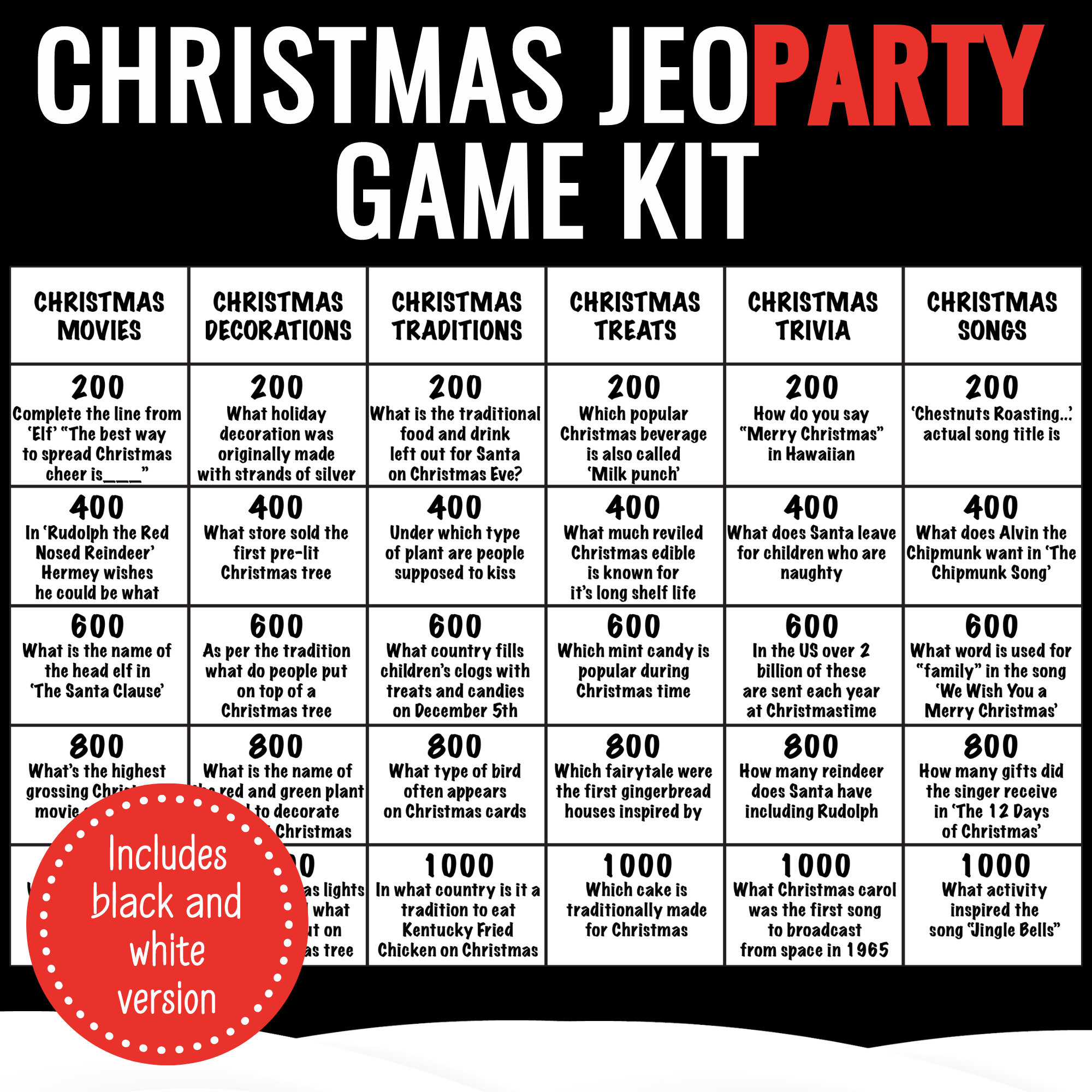 Christmas Jeopardy Game Office Party Christmas Game Family Christmas ...