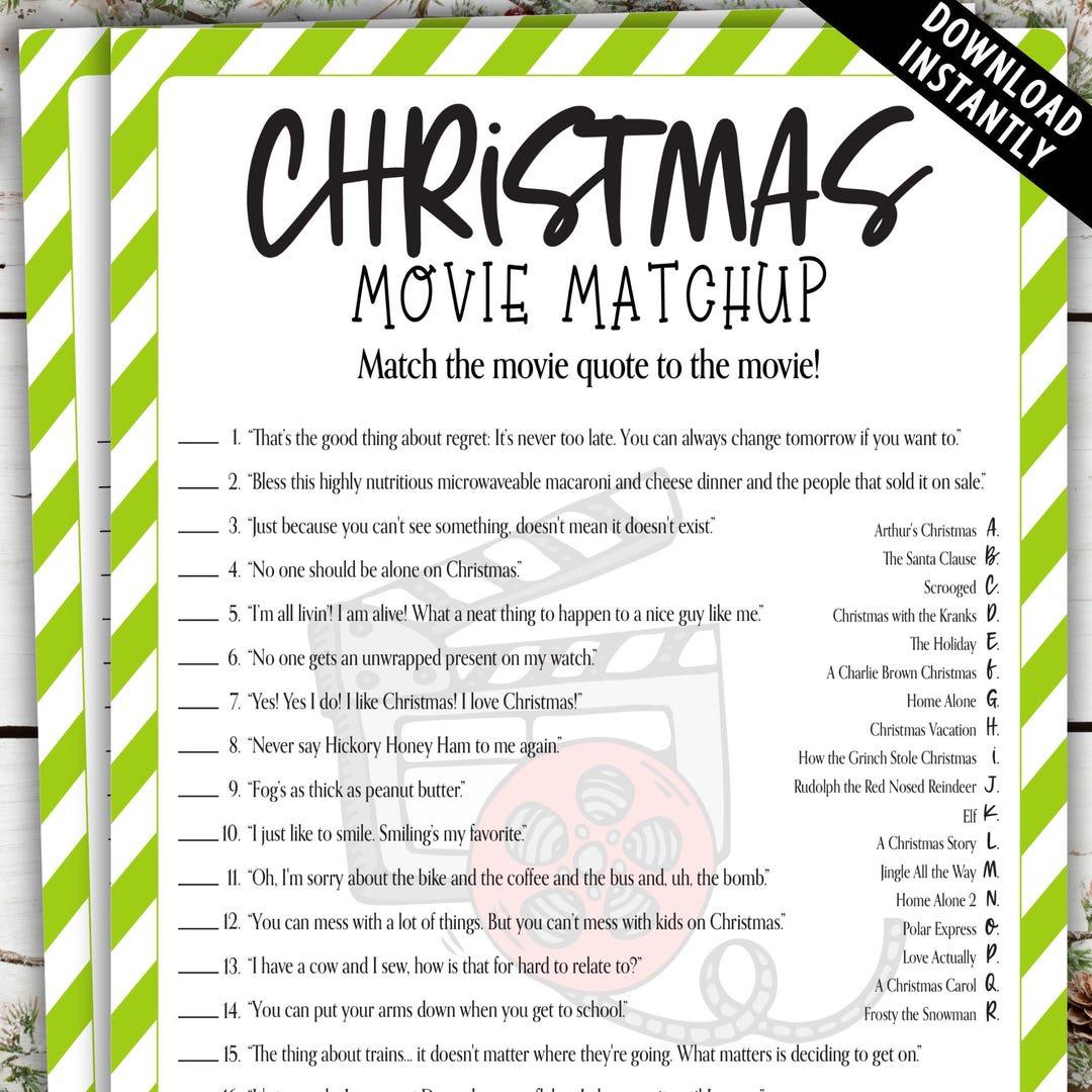 Christmas Movie Matchup Game | Fun Christmas Party Movie Game | Family ...