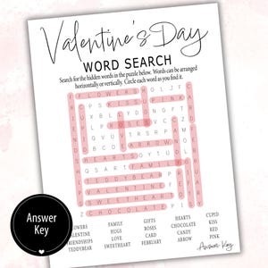 Fun Printable Valentine Themed Word Search for Kids Adults and Couples ...