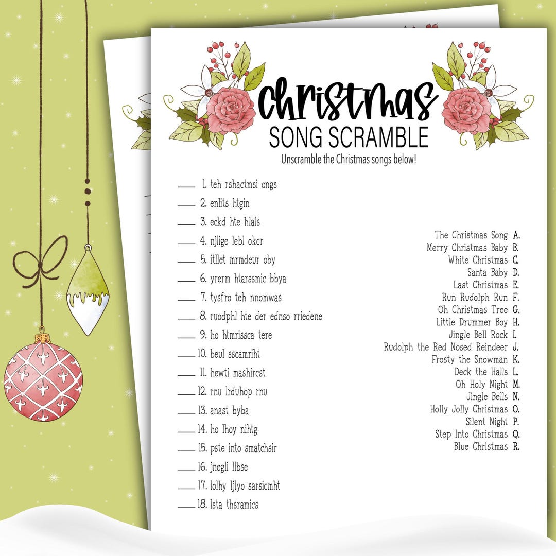 Christmas Song Scramble Game | Christmas Gathering Game Night ...