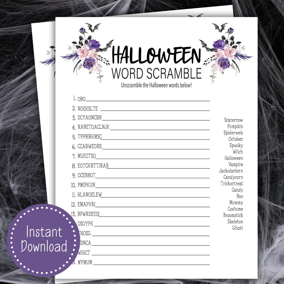 Spooky Halloween Word Scramble Printable Halloween Party Games ...