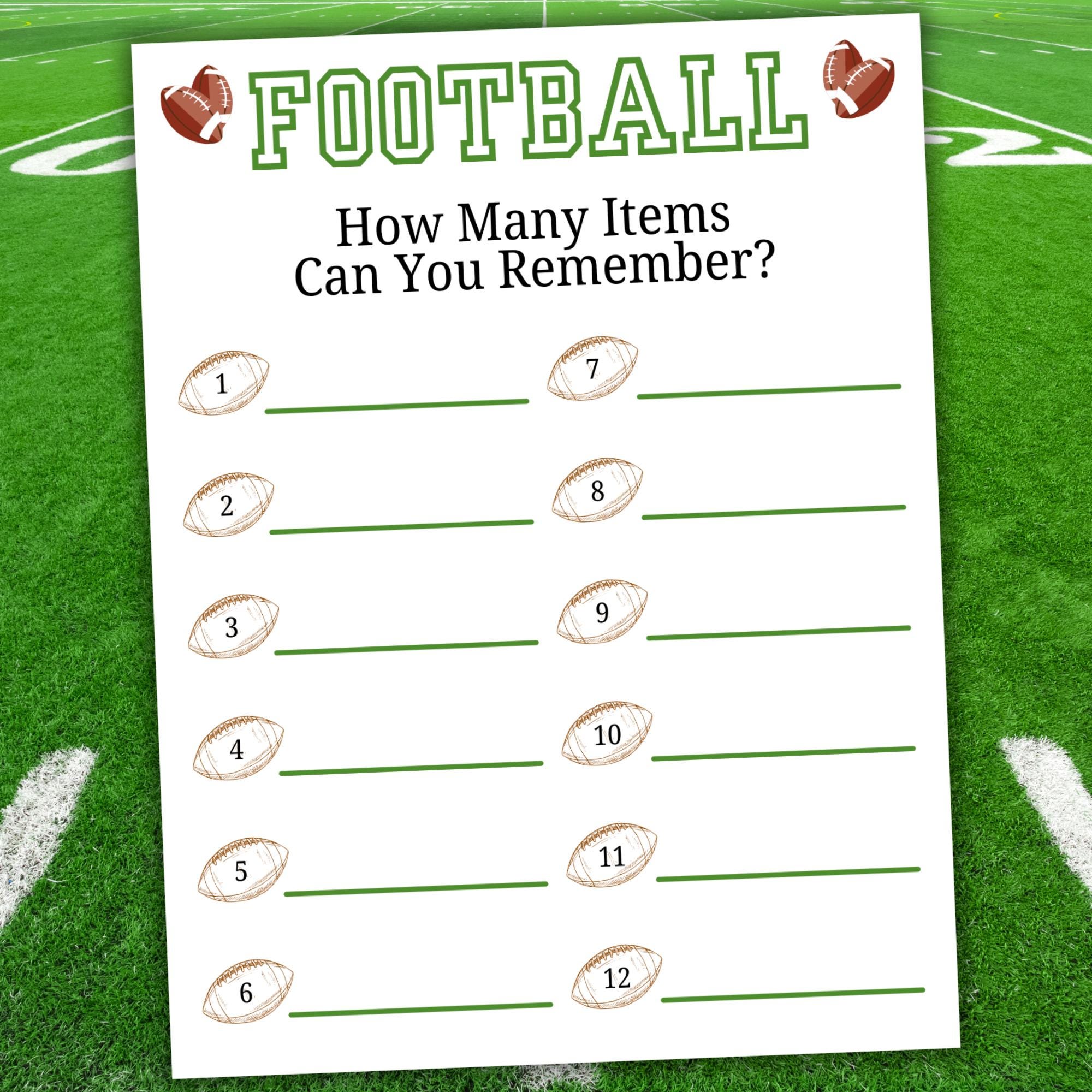 Printable Football Memory Game | Football Draft Party Game | Football ...