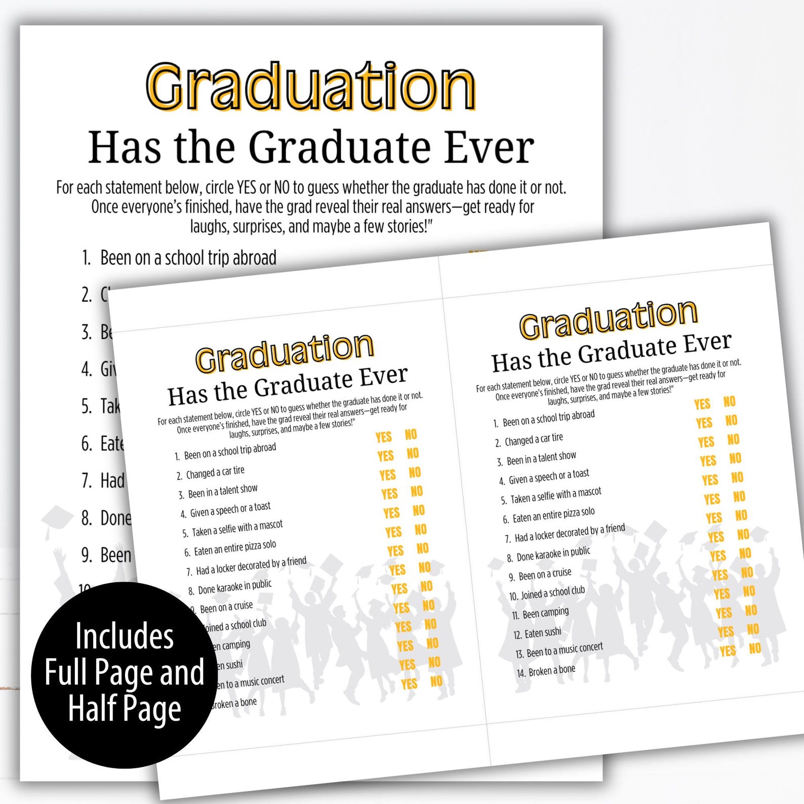 Editable Has the Graduate Ever Game Printable Graduation Party Activity ...