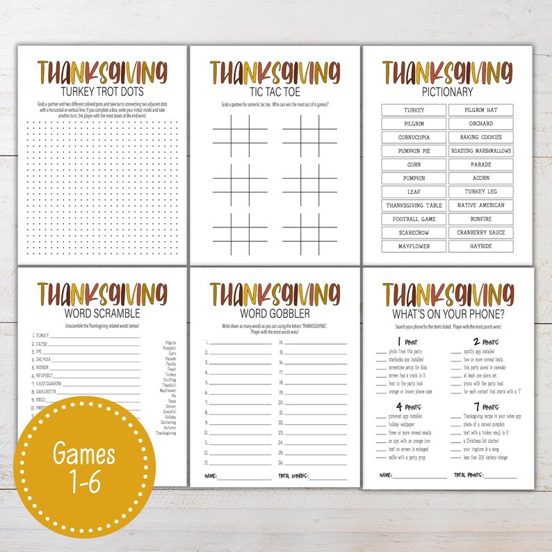 Thanksgiving Printable Game Bundle | Thanksgiving Printable Games ...