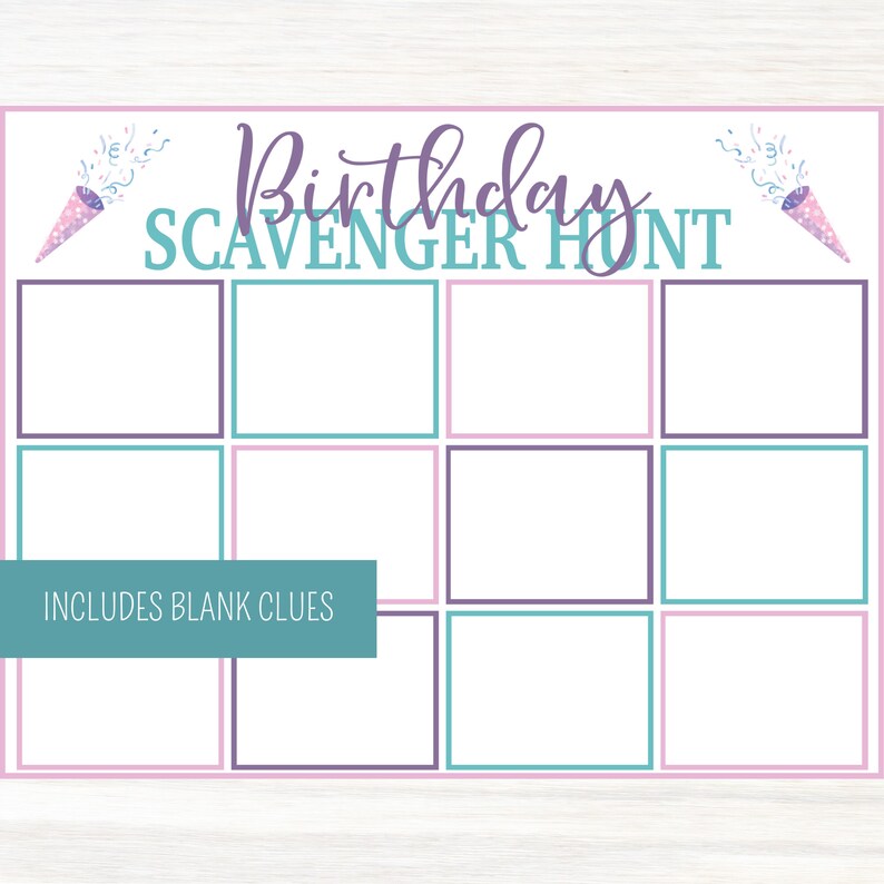 Birthday Scavenger Hunt, Birthday Party Games, Printable Birthday ...
