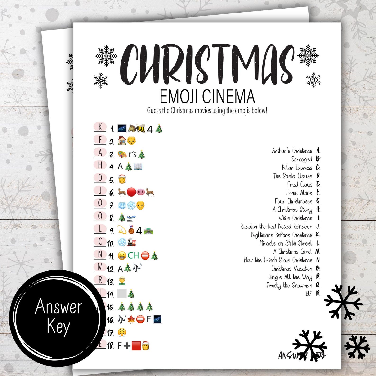 Christmas Movie Emoji Game | Christmas Gathering Game Night | Christmas ...