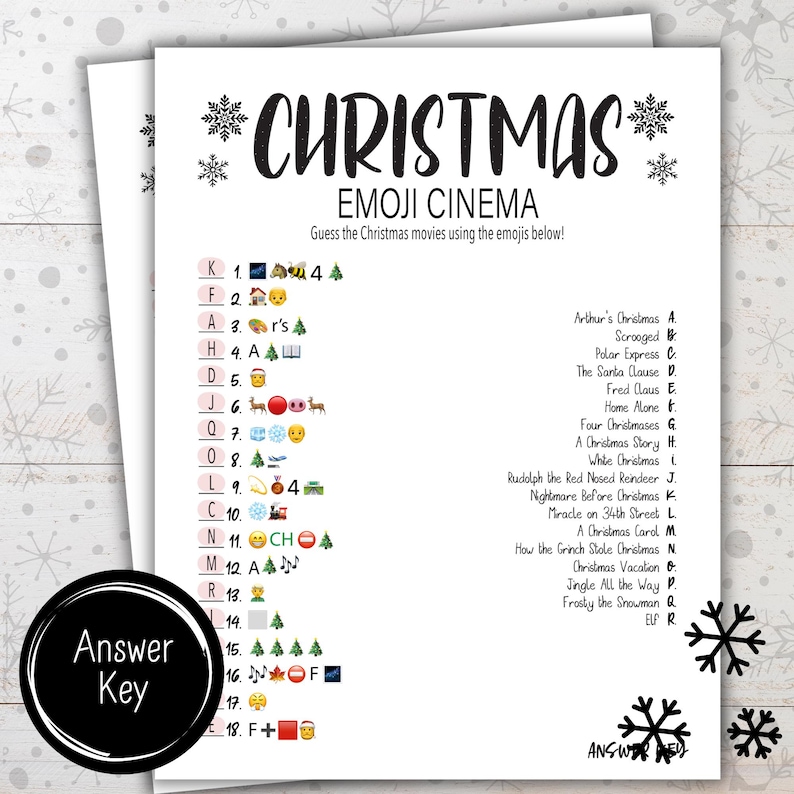 Christmas Movie Emoji Game | Christmas Gathering Game Night | Christmas ...