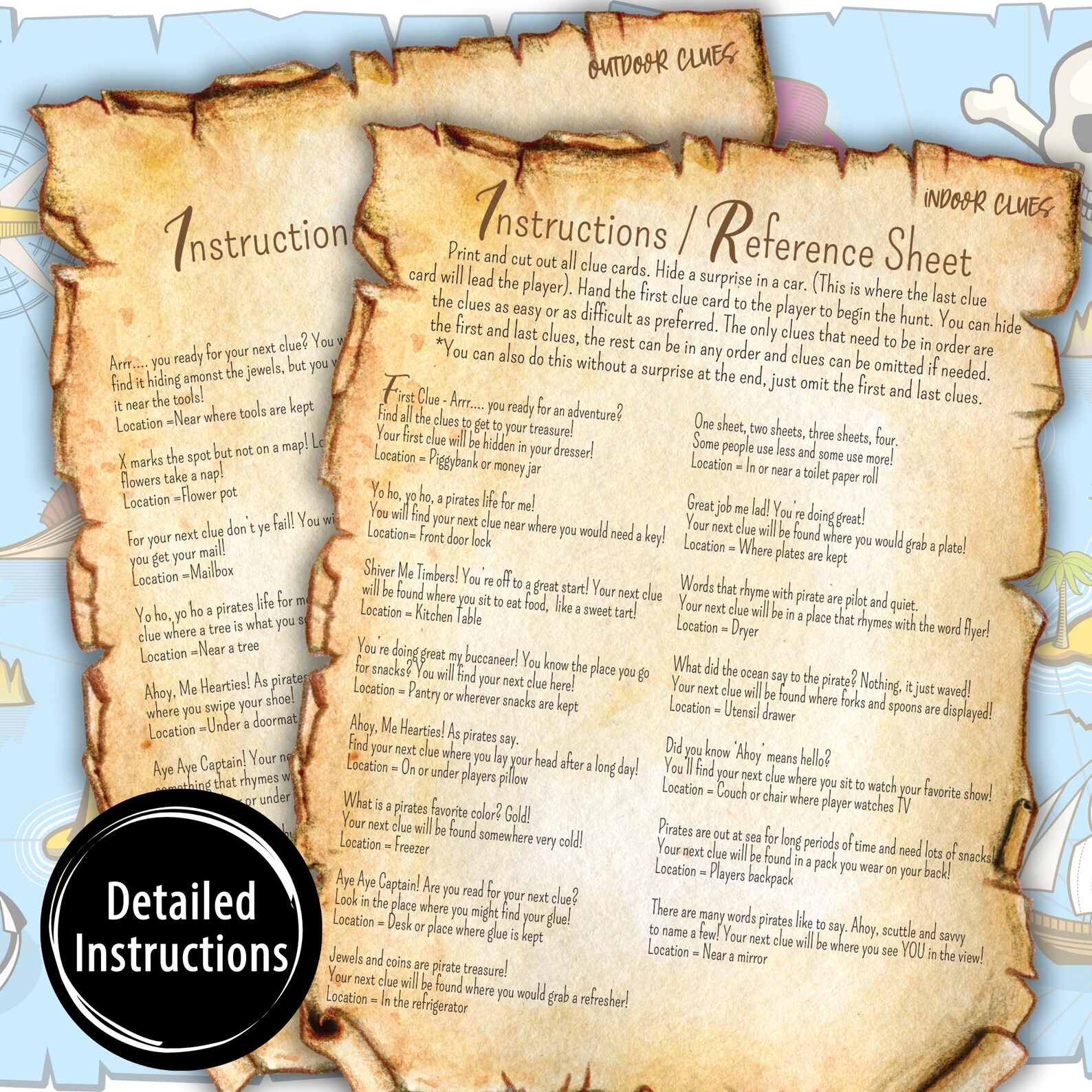 Indoor and Outdoor Printable Pirate Adventure Themed Treasure Hunt for ...