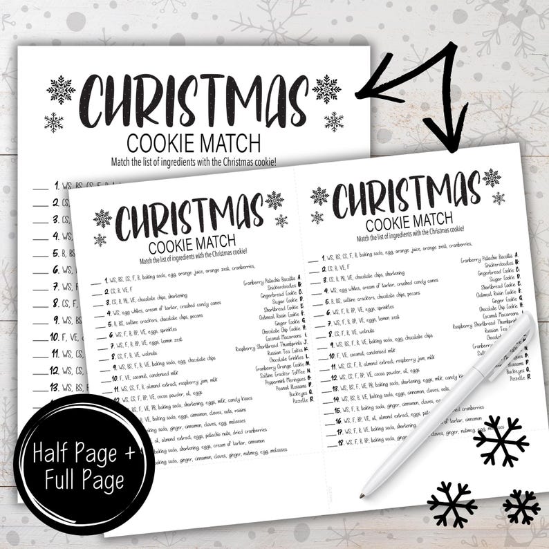Christmas Cookie Match Game Christmas Cookie Recipe Game Christmas ...
