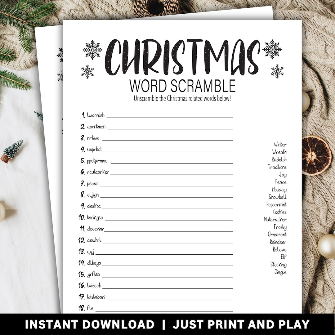 Christmas Word Scramble Game | Holiday Office Party Game | Christmas ...