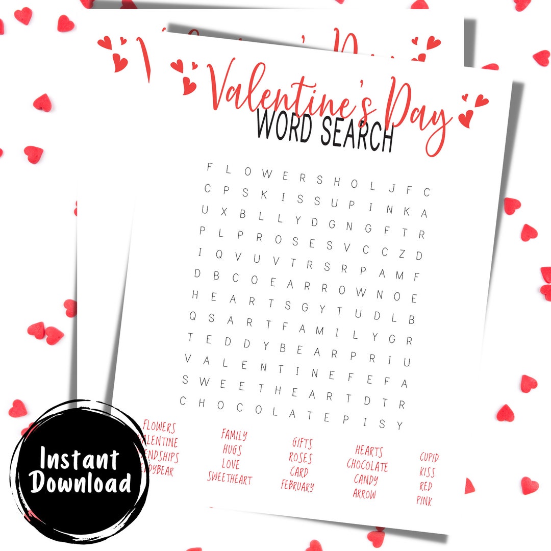 Valentines Day Word Search | Valentines Day Games | Valentines Day Game ...