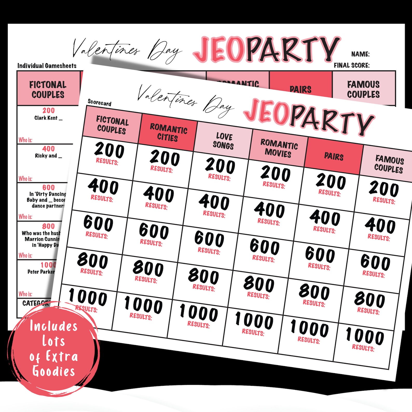 Valentines Jeopardy Game Galentines Day Game Valentines Game Night ...