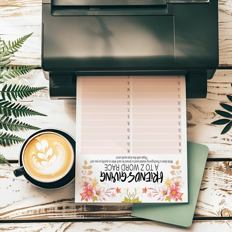 Friendsgiving Printable Word Race Game | Friendsgiving Game Night ...