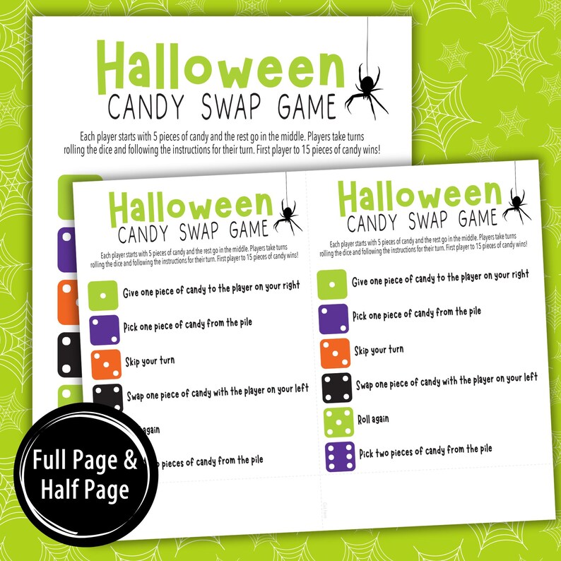 Halloween Candy Swap Dice Game | Halloween PDF Party Game | Halloween ...