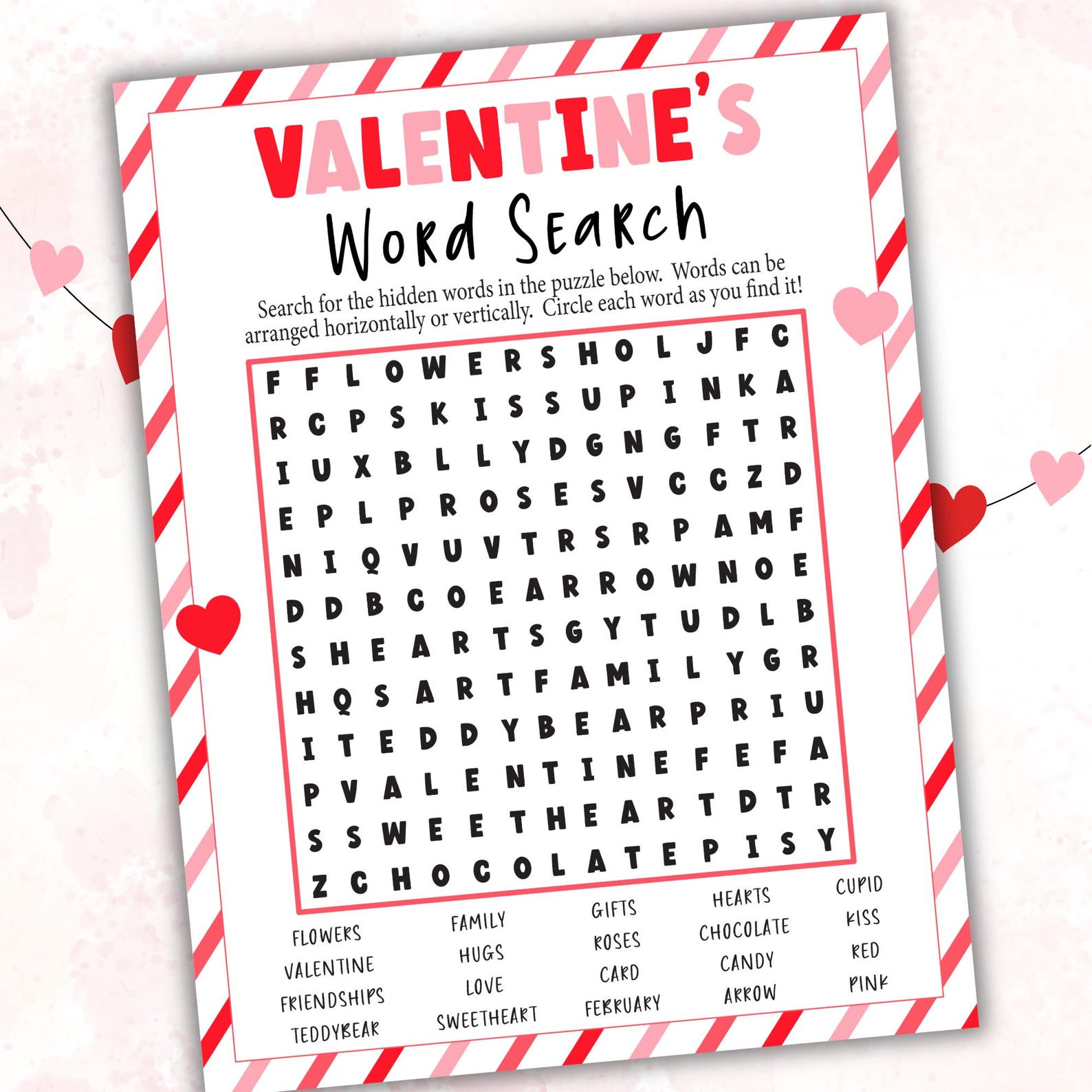 Fun Printable Valentine Word Search Game | Valentine Word Find Game for ...