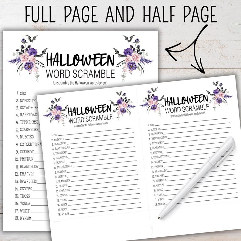 Spooky Halloween Word Scramble | Printable Halloween Party Games ...