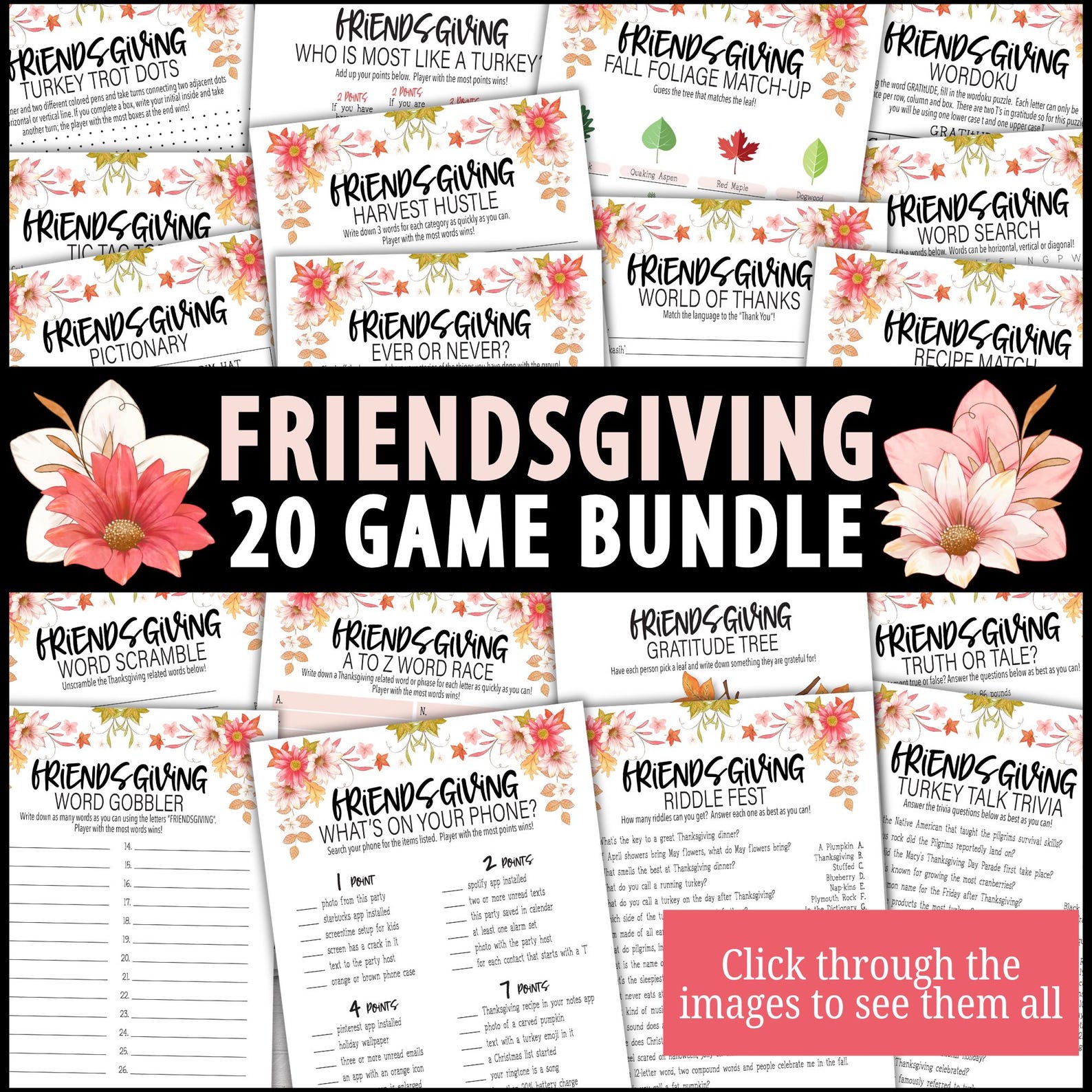 Friendsgiving Printable Game Bundle | Friendsgiving Printable Games ...