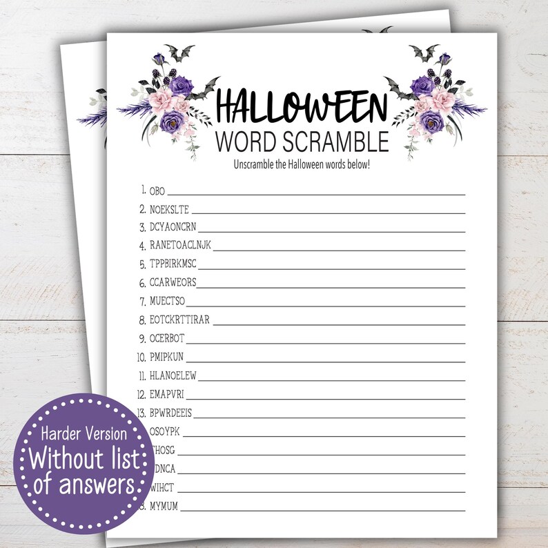 Spooky Halloween Word Scramble | Printable Halloween Party Games ...