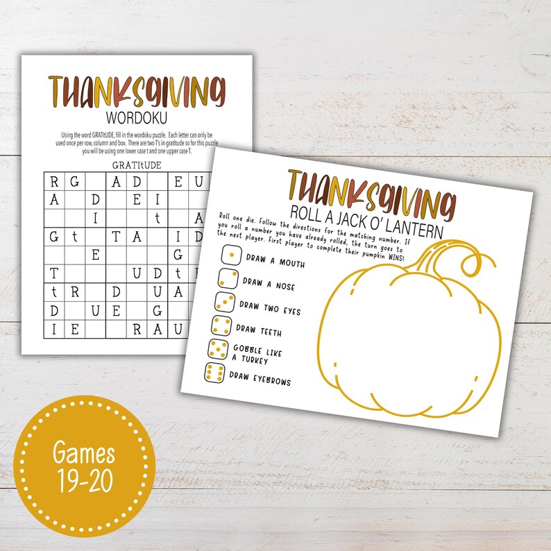 Thanksgiving Printable Game Bundle | Thanksgiving Printable Games ...