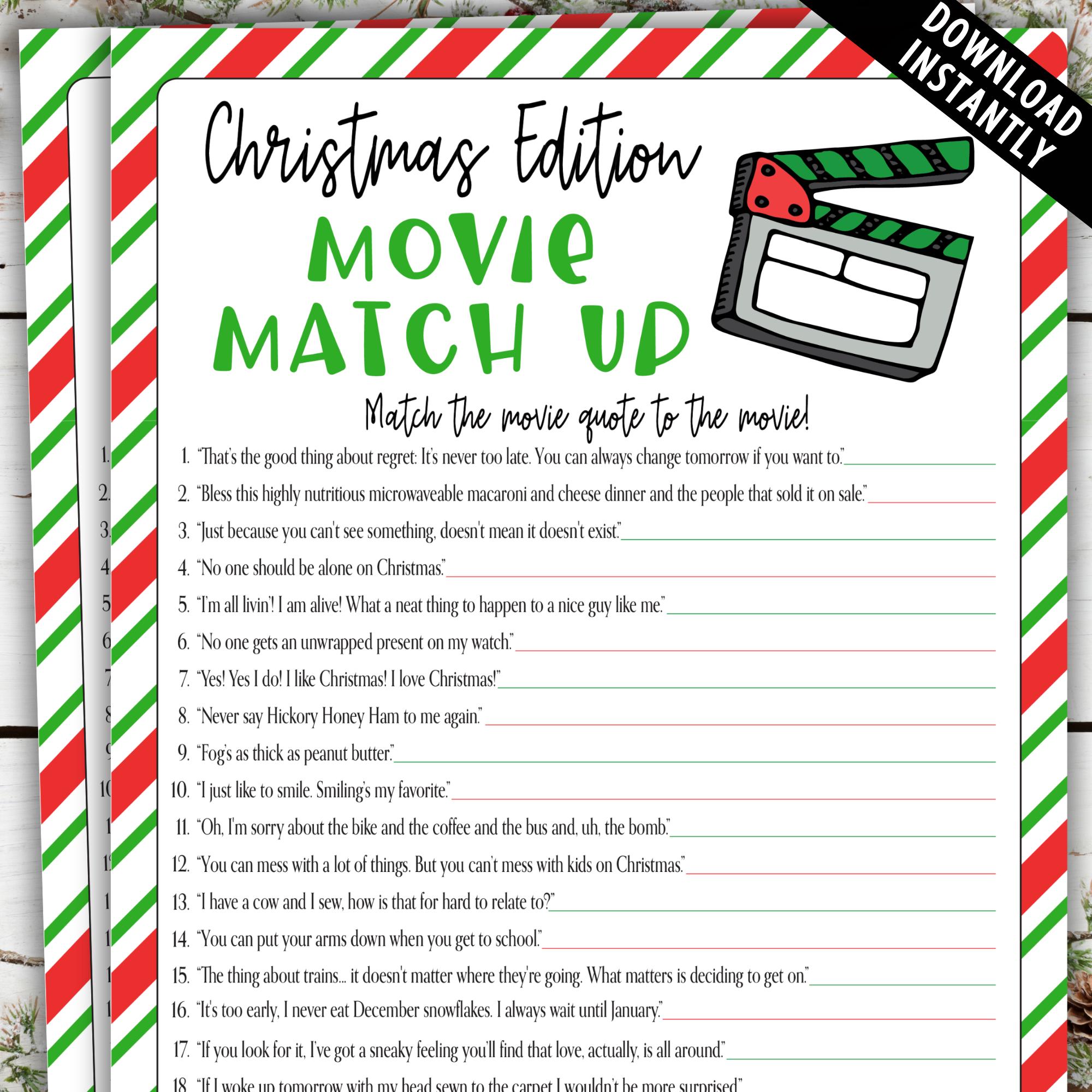 Christmas Movie Matchup Game | Fun Christmas Party Movie Game | Family ...