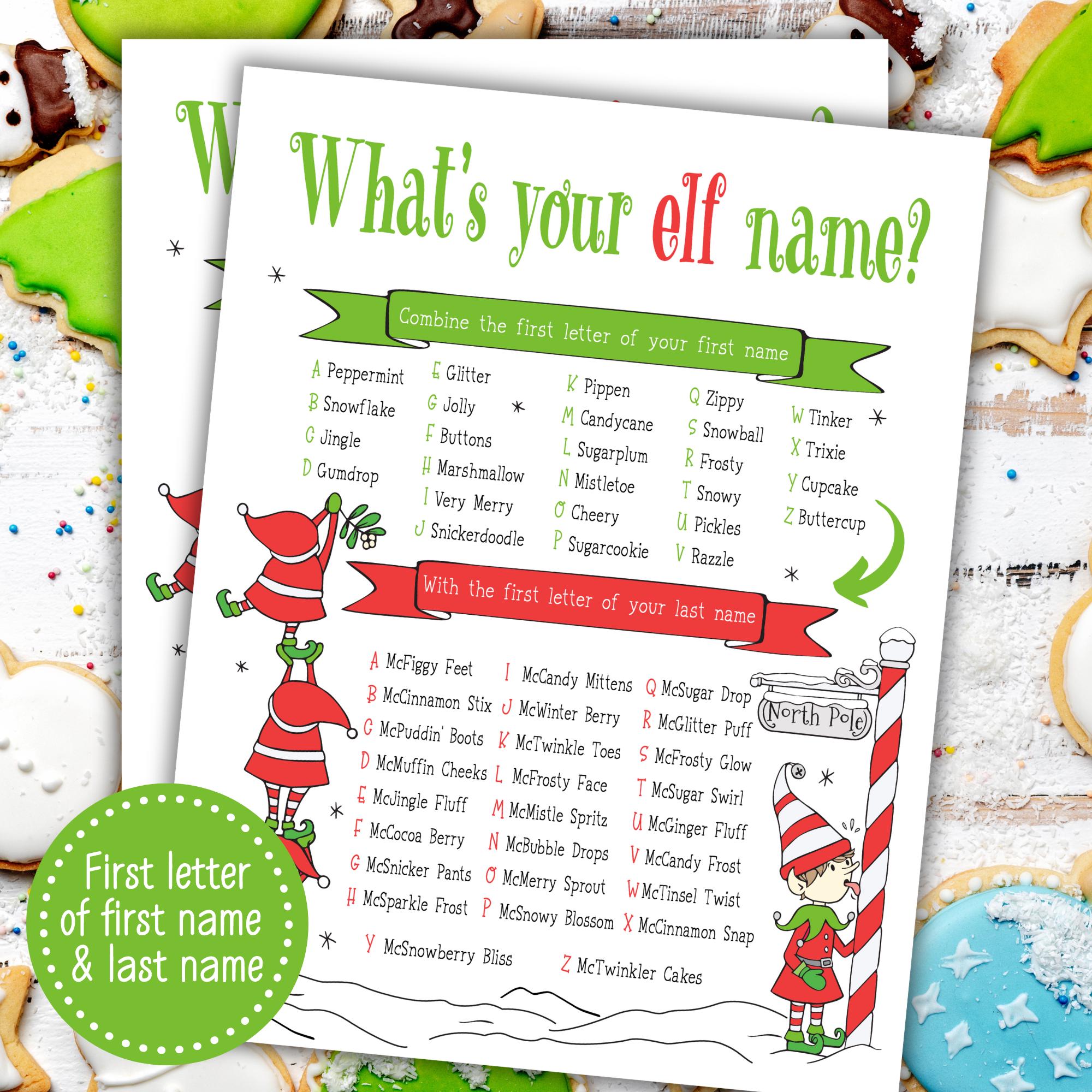 Christmas What's Your Elf Name | Office Party Christmas Elf Name Game ...