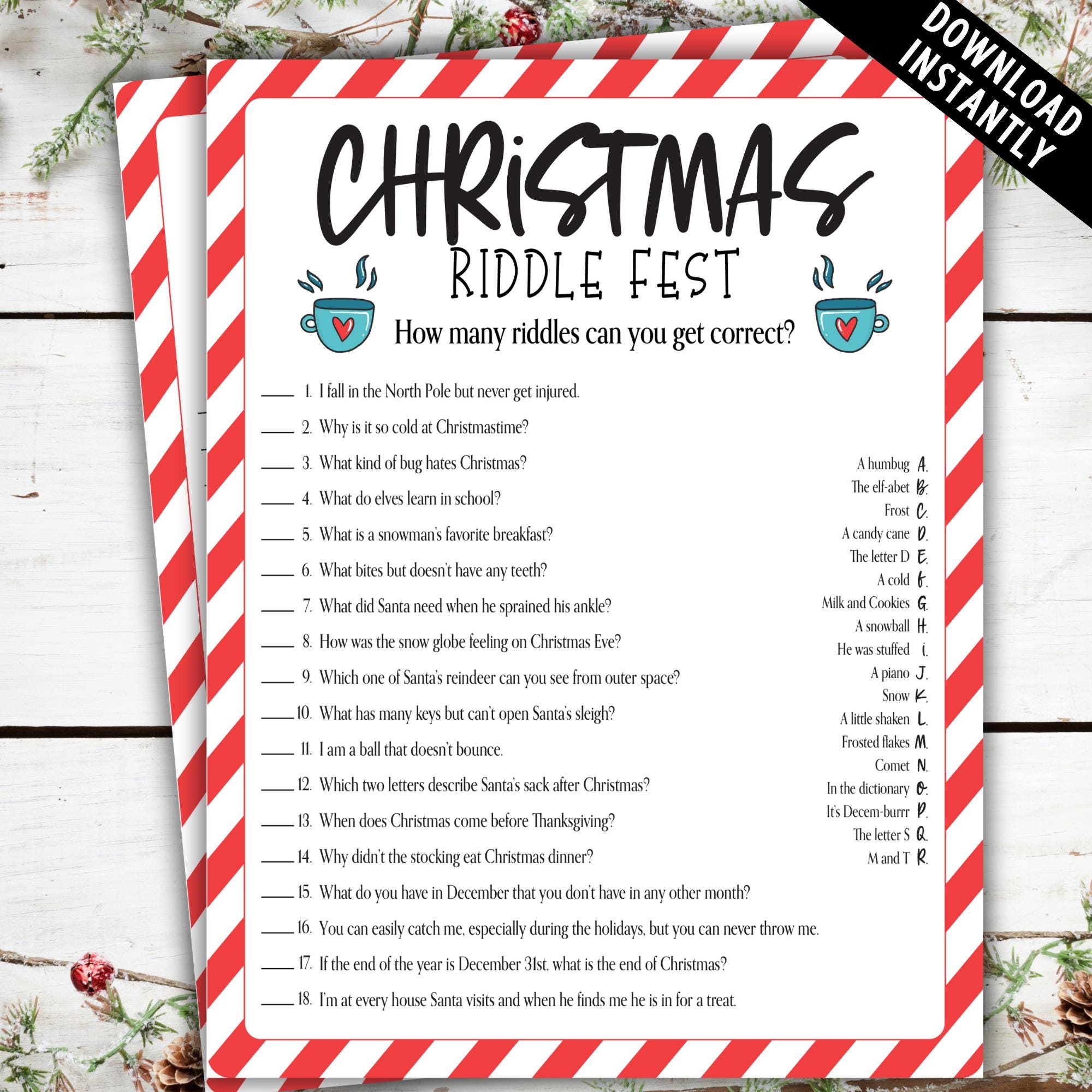 Christmas Riddles Game | Riddle Fest Christmas Party Game | Family ...
