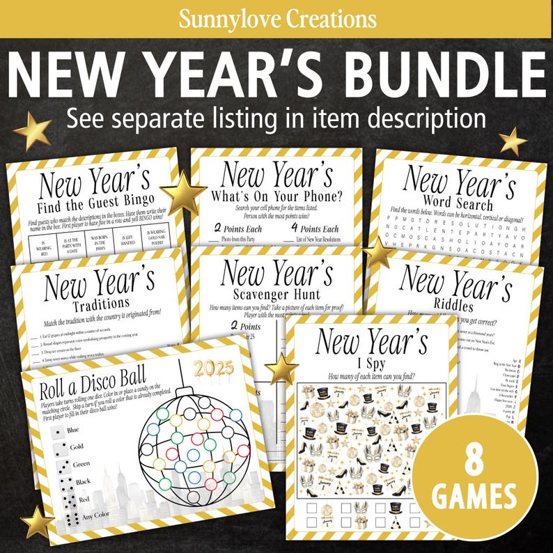 New Years Riddle Game With Border for Office Party | Family New Years ...
