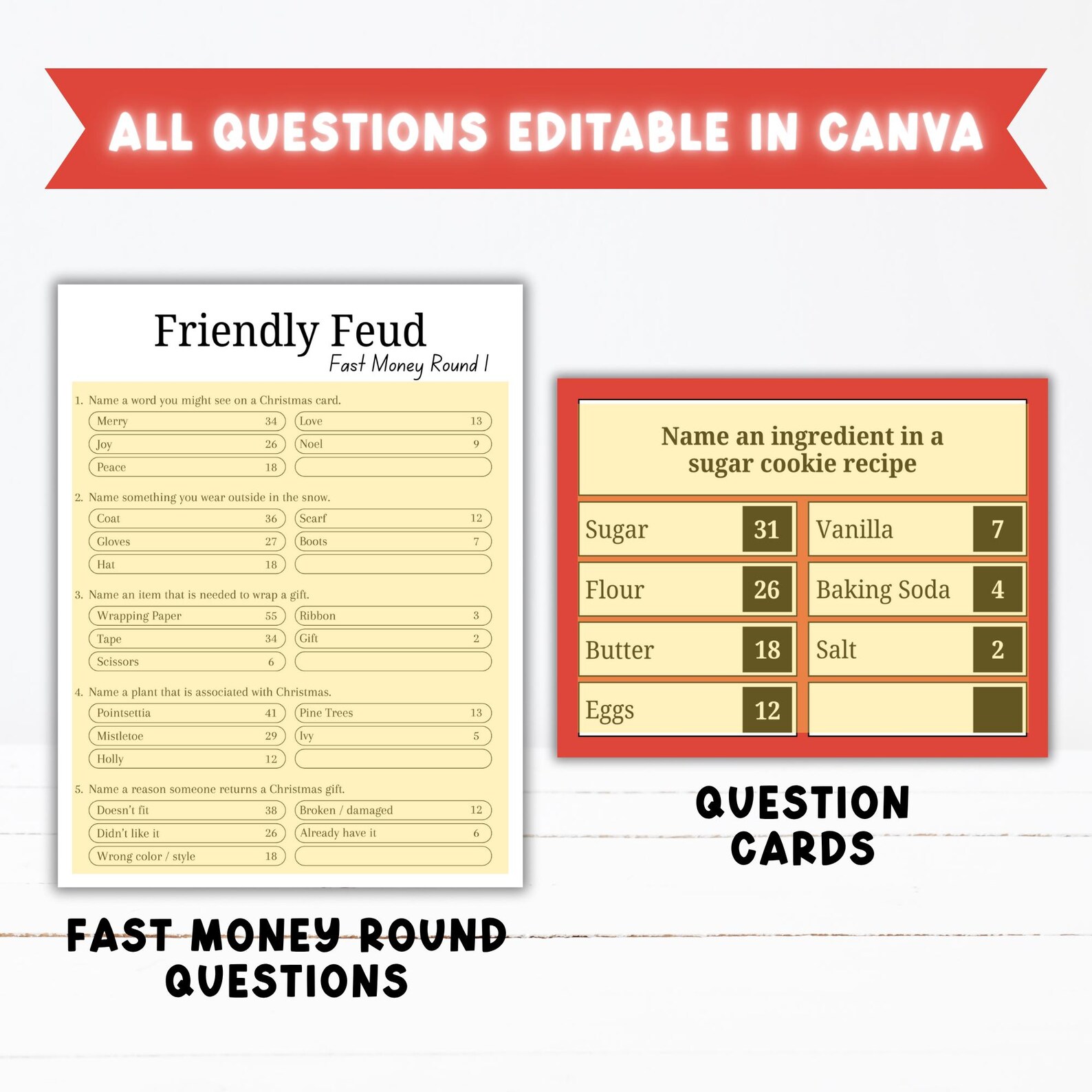 Printable Editable Christmas Edition Friendly Feud Game | Office Party ...