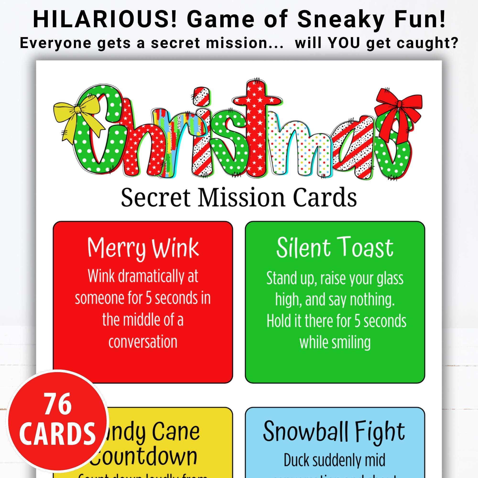 Printable Christmas Party Game | Funny Secret Spy Mission Party Game ...