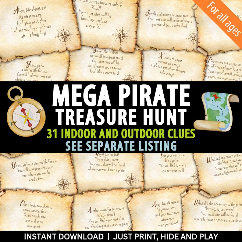 Ahoy! Printable Pirate Adventure Themed Outdoor Scavenger Hunt Game ...
