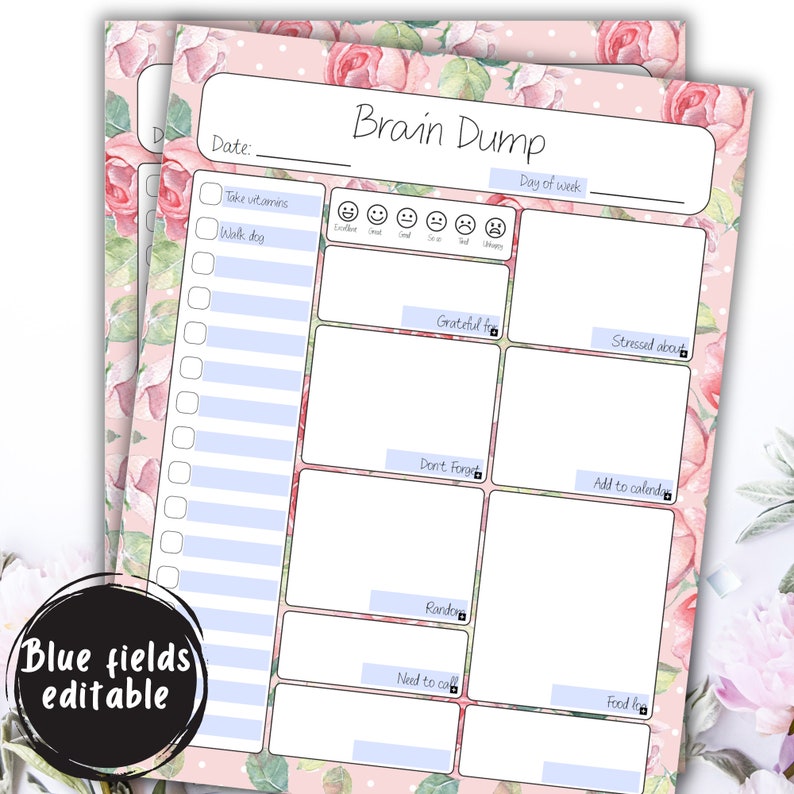 Brain Dump | Editable Brain Dump Template | Declutter the Mind ...